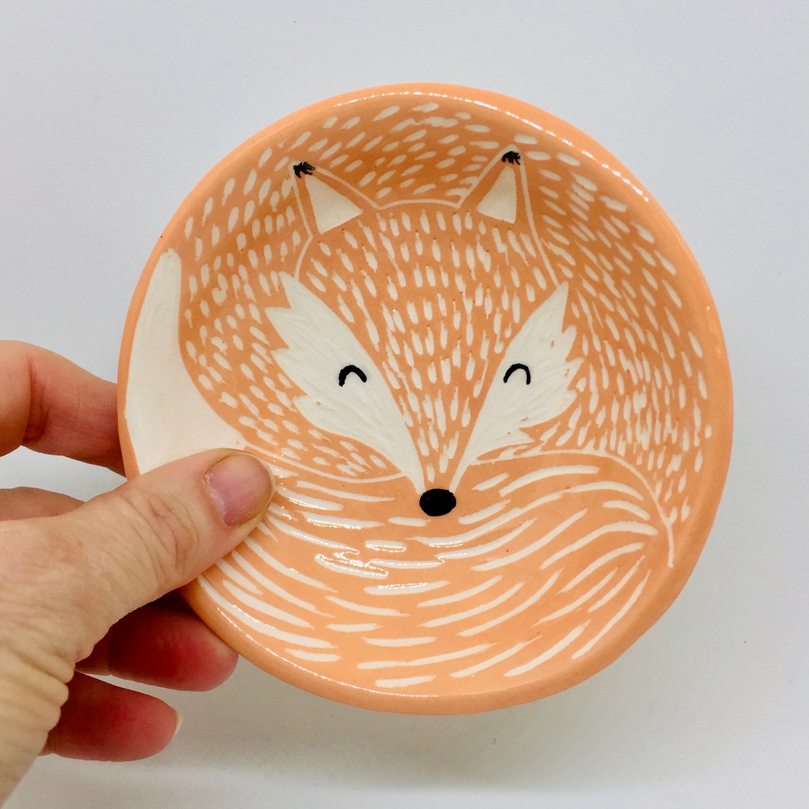 Handmade Ceramic Sleeping Fox Bowl Hand Painted Fox Dish | Etsy