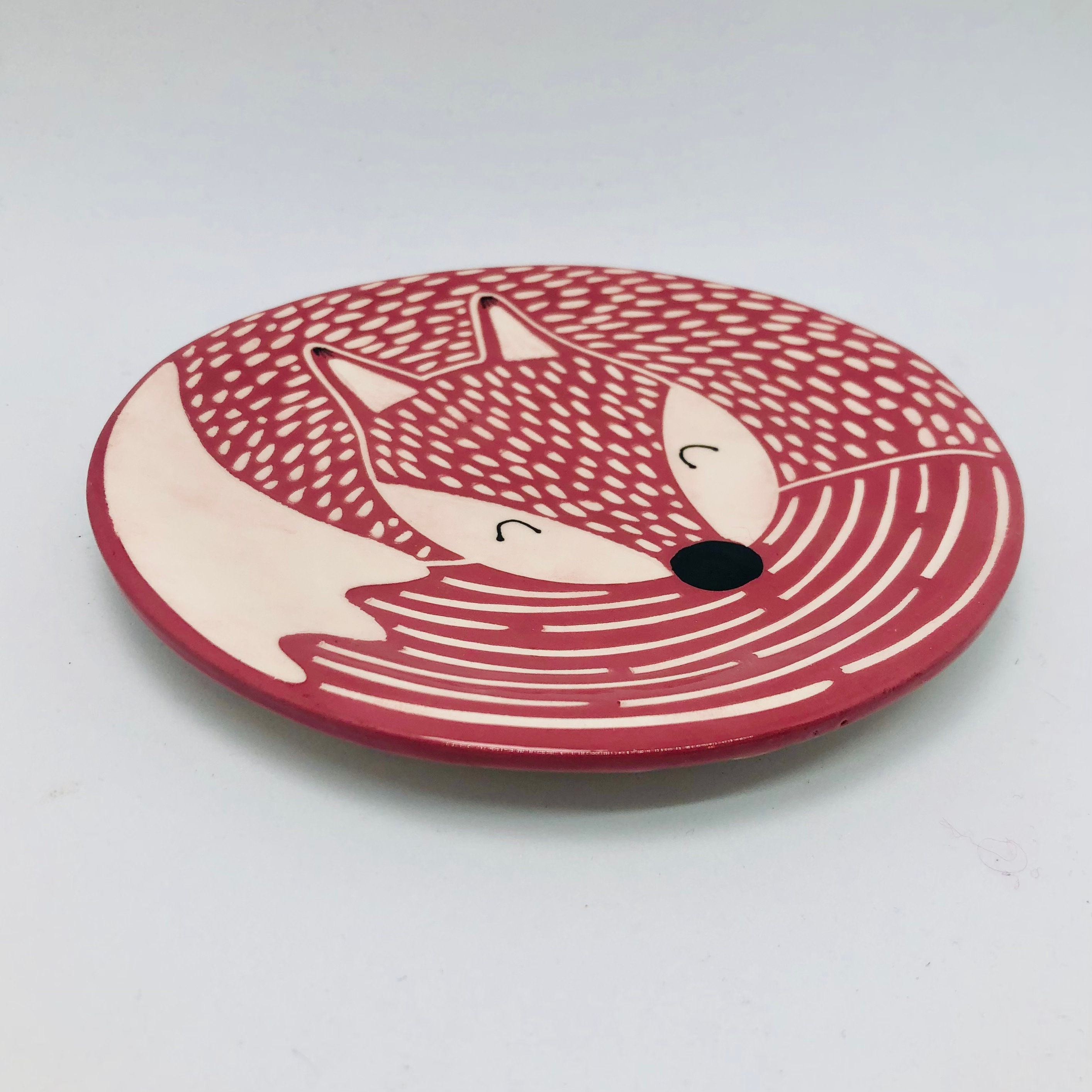Handmade Ceramic Sleeping Fox Plate Hand Painted Fox Dish - Etsy