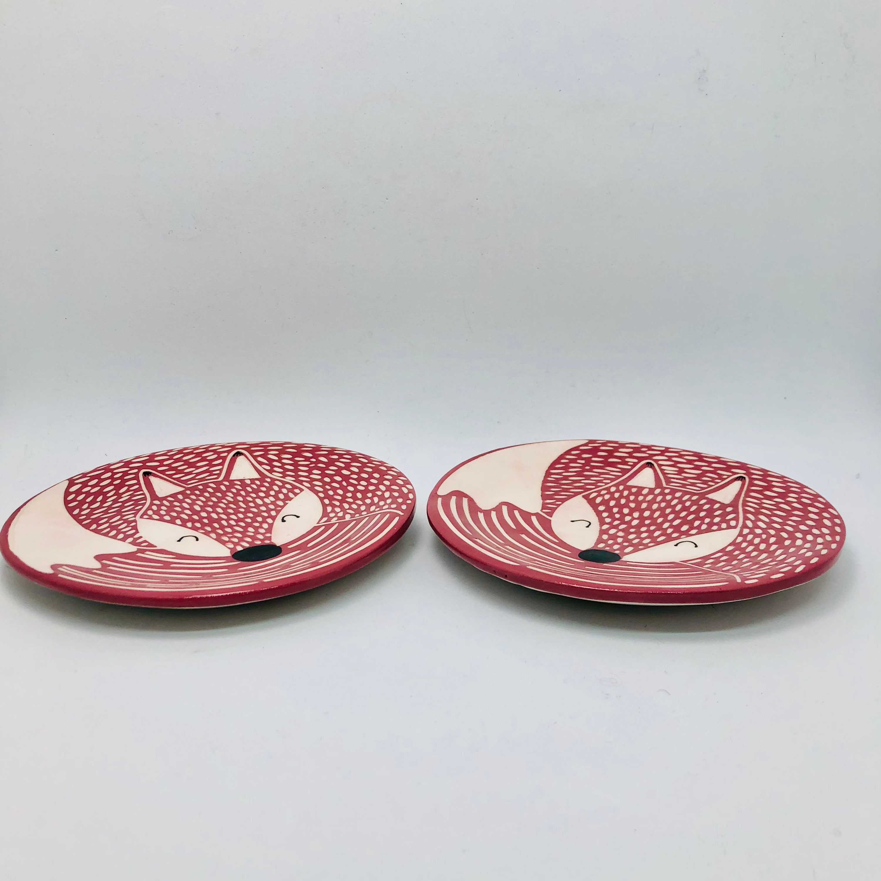 Handmade Ceramic Sleeping Fox Plate Hand Painted Fox Dish - Etsy