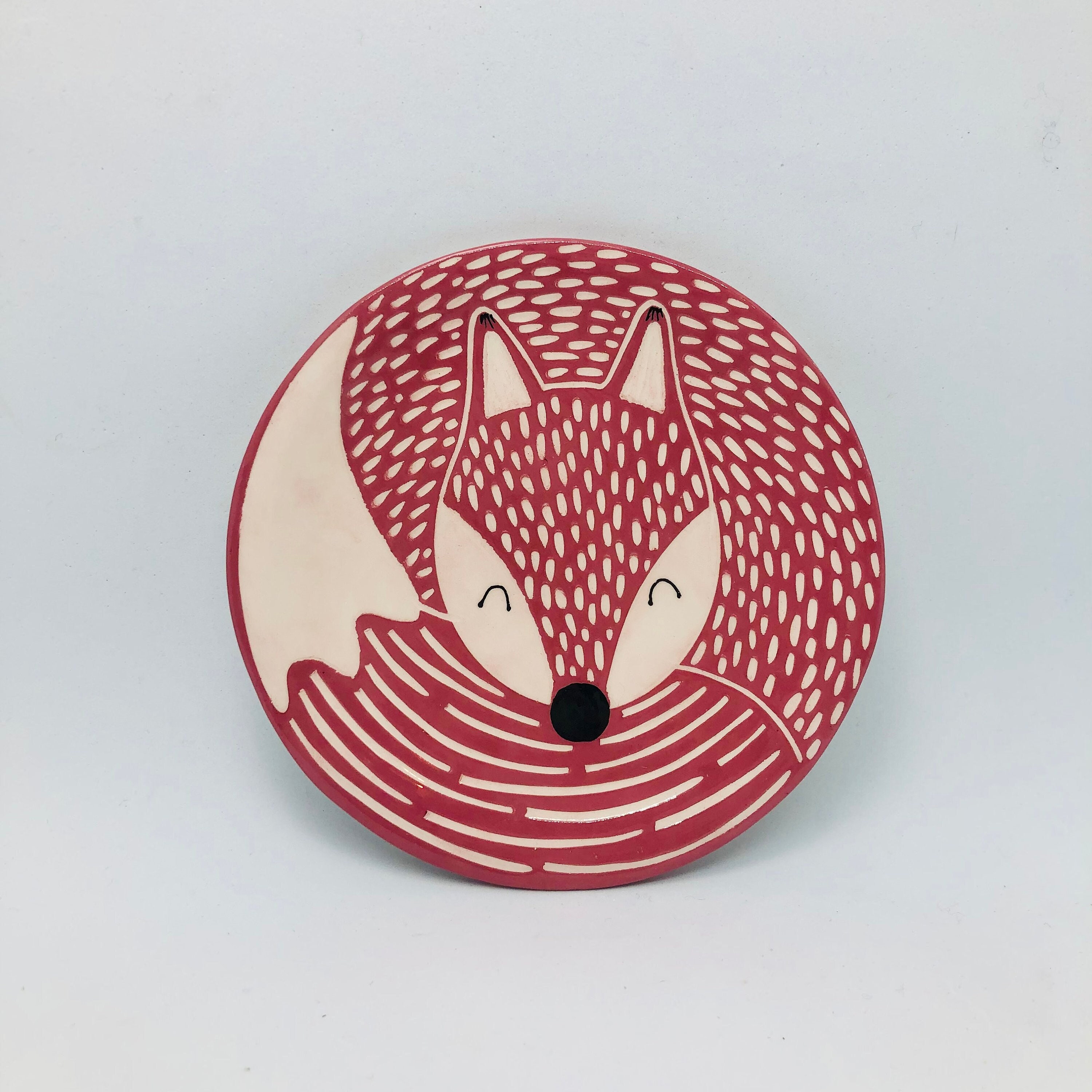 Handmade Ceramic Sleeping Fox Plate Hand Painted Fox Dish - Etsy