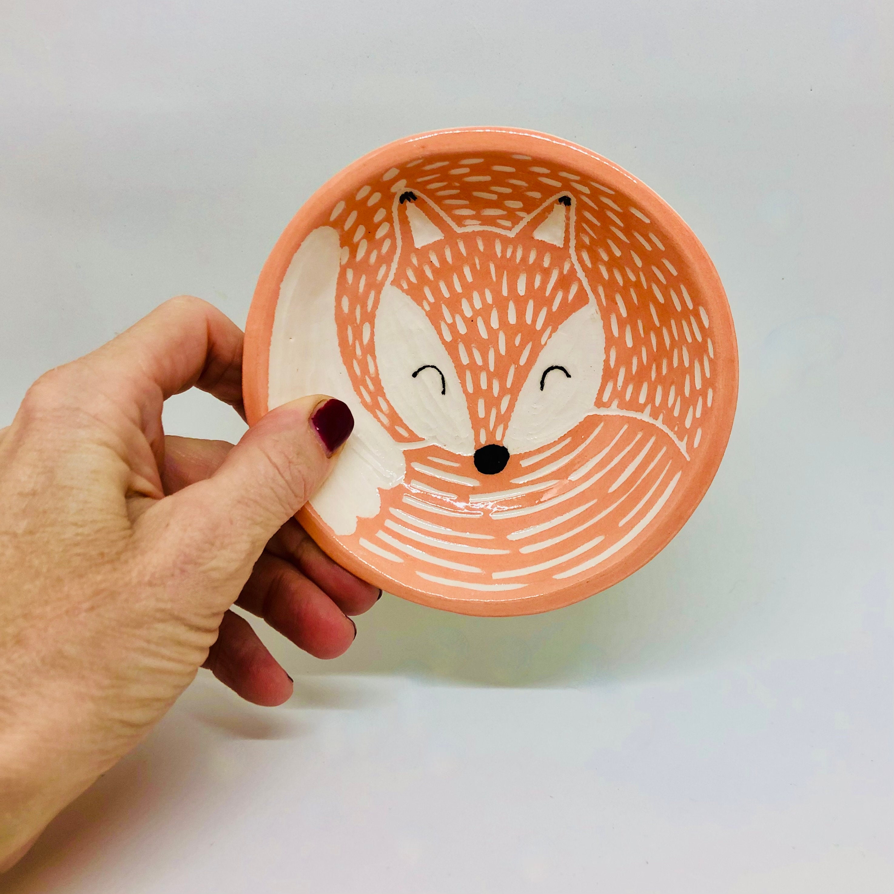 Handmade Ceramic Sleeping Fox Bowl Hand Painted Fox Dish - Etsy UK