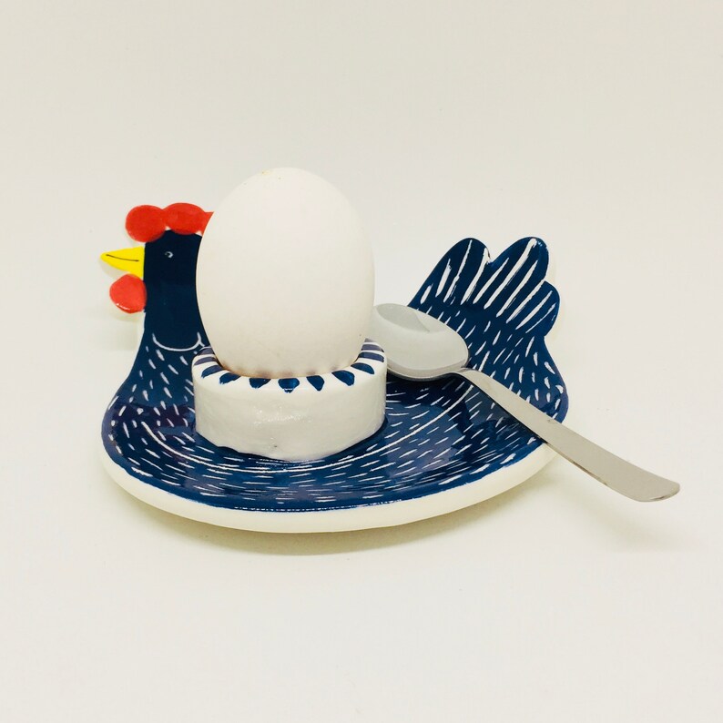 Handmade Ceramic Hen Shaped Egg Cup Hand Painted Egg Cup | Etsy