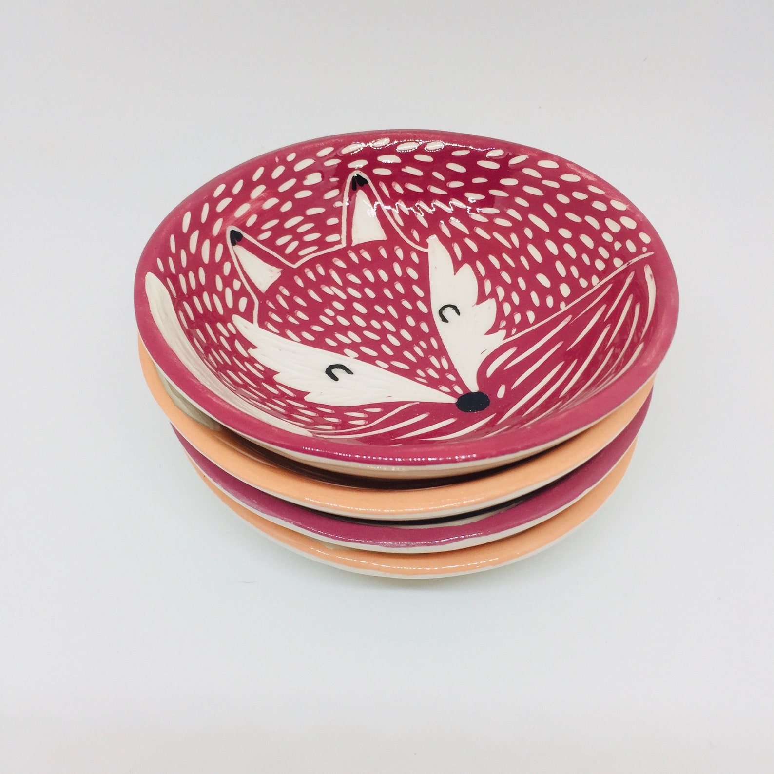 Handmade Ceramic Sleeping Fox Bowl Hand Painted Fox Dish | Etsy