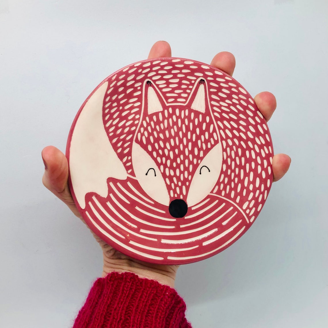 Handmade Ceramic Sleeping Fox Plate Hand Painted Fox Dish | Etsy