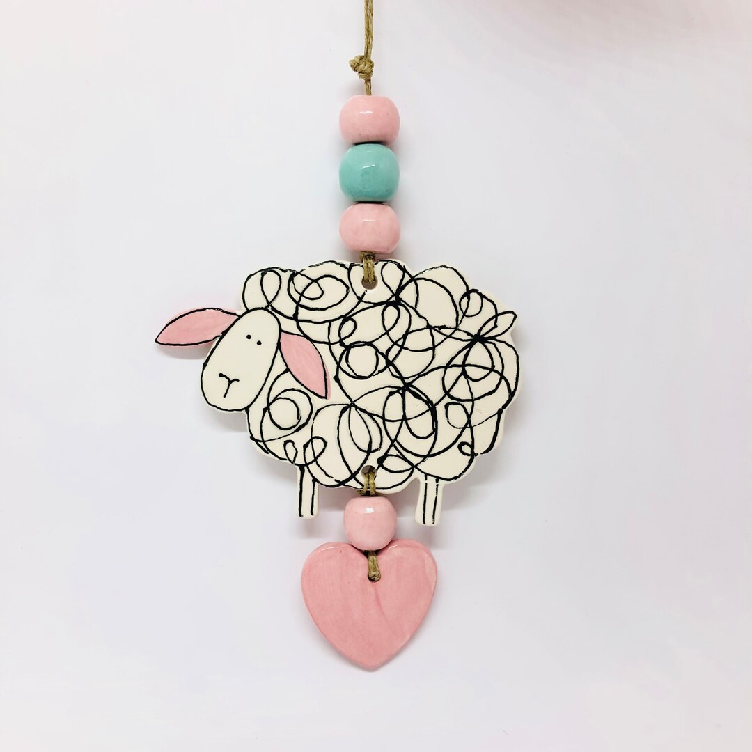 Handmade Ceramic Farm Animal and Heart Wall Hanging Wall - Etsy