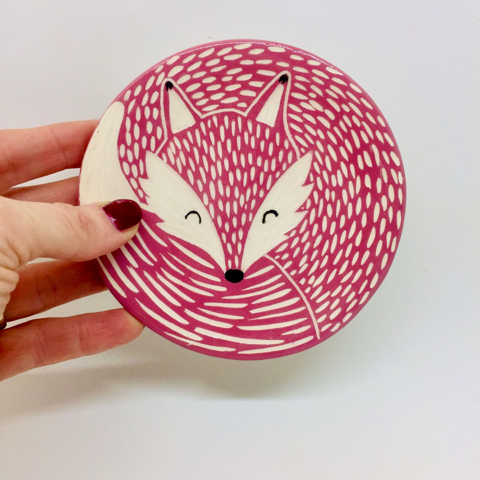 Handmade Ceramic Sleeping Fox Plate Hand Painted Fox Dish | Etsy