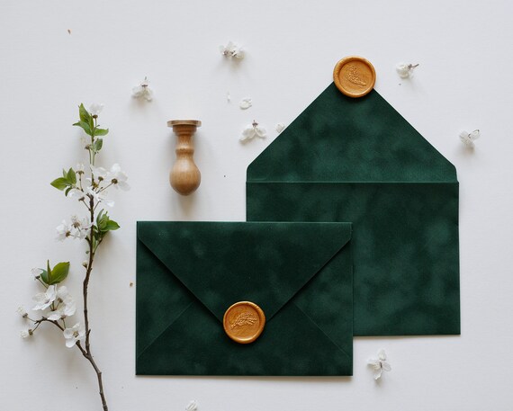 Velvet Envelopes Emerald Envelopes Forest Green Wedding - Etsy