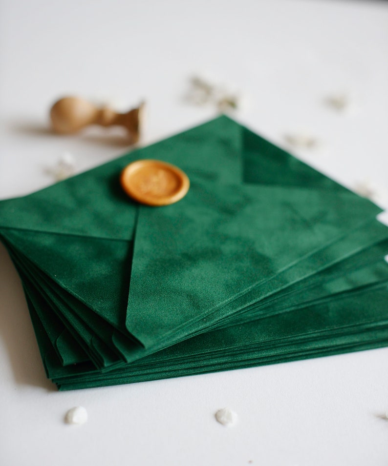 Velvet Envelopes Emerald Envelopes Forest Green Wedding - Etsy