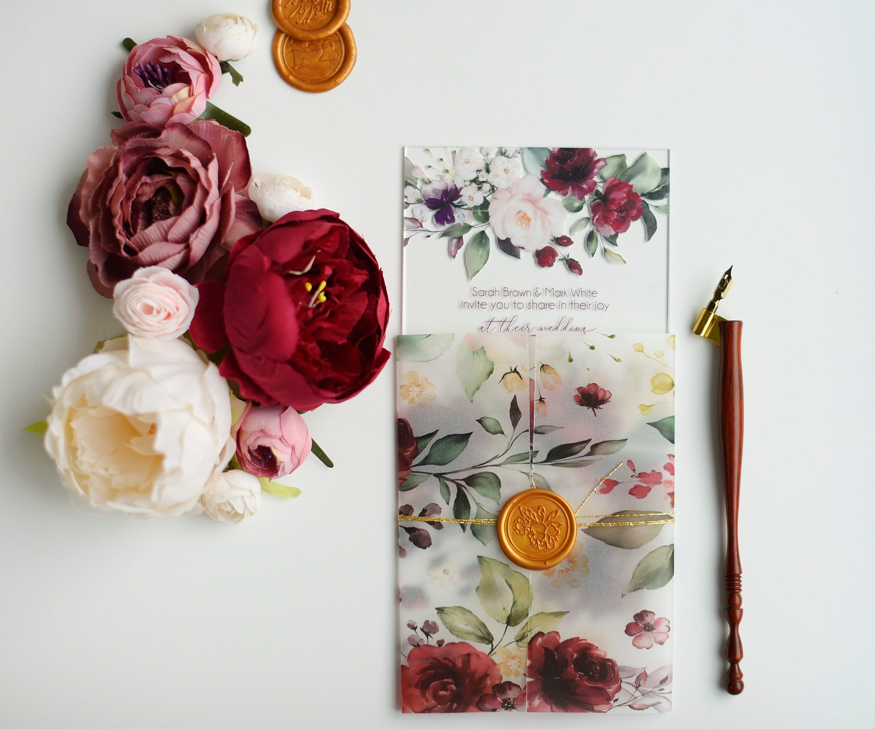 Acrylic Invitation With Vellum Wrap and Wax Seal Clear - Etsy