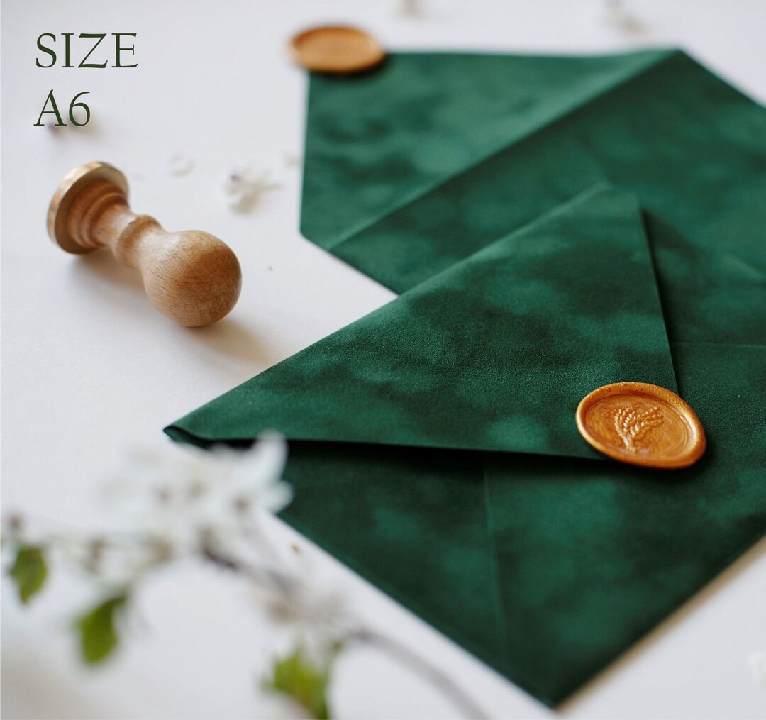 Velvet Envelopes Emerald Envelopes Forest Green Wedding - Etsy