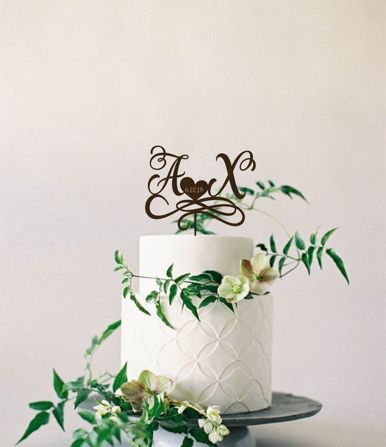 Wedding Cake Topper Initials Cake Topper Personalized Wedding - Etsy