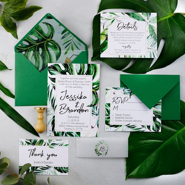 Acrylic Monstera Leaf Invitation - Etsy