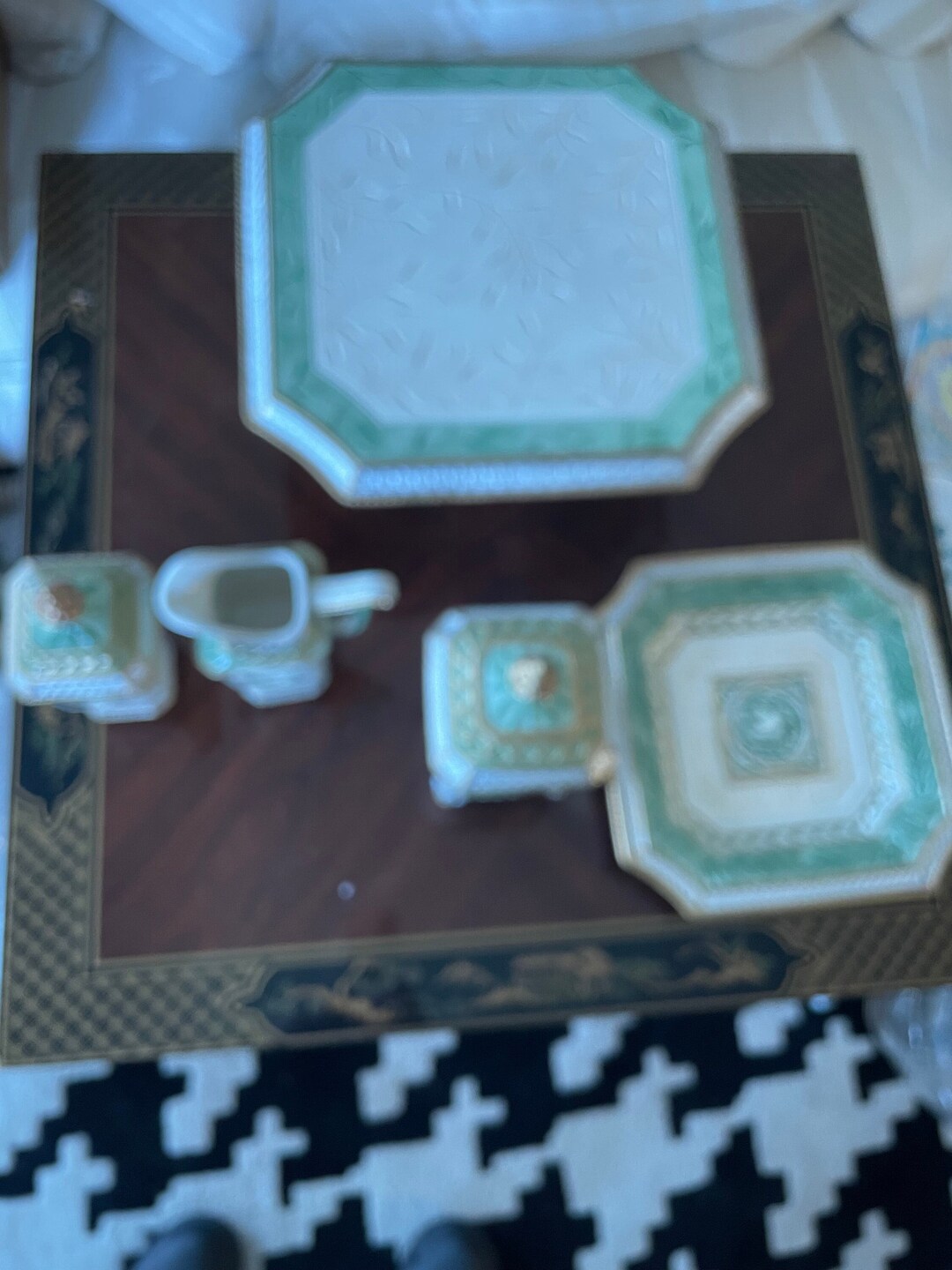 Fitz and Floyd Georgian Pattern Classics Cake Stand, Tray, Creamer and ...