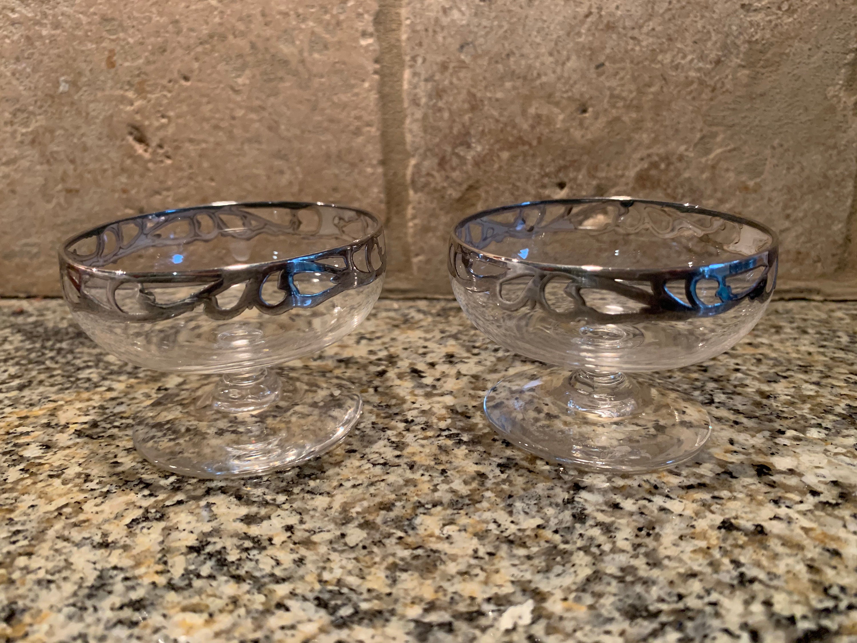 Footed Glass Salt Cellars With a Sterling Rim Set of Two - Etsy