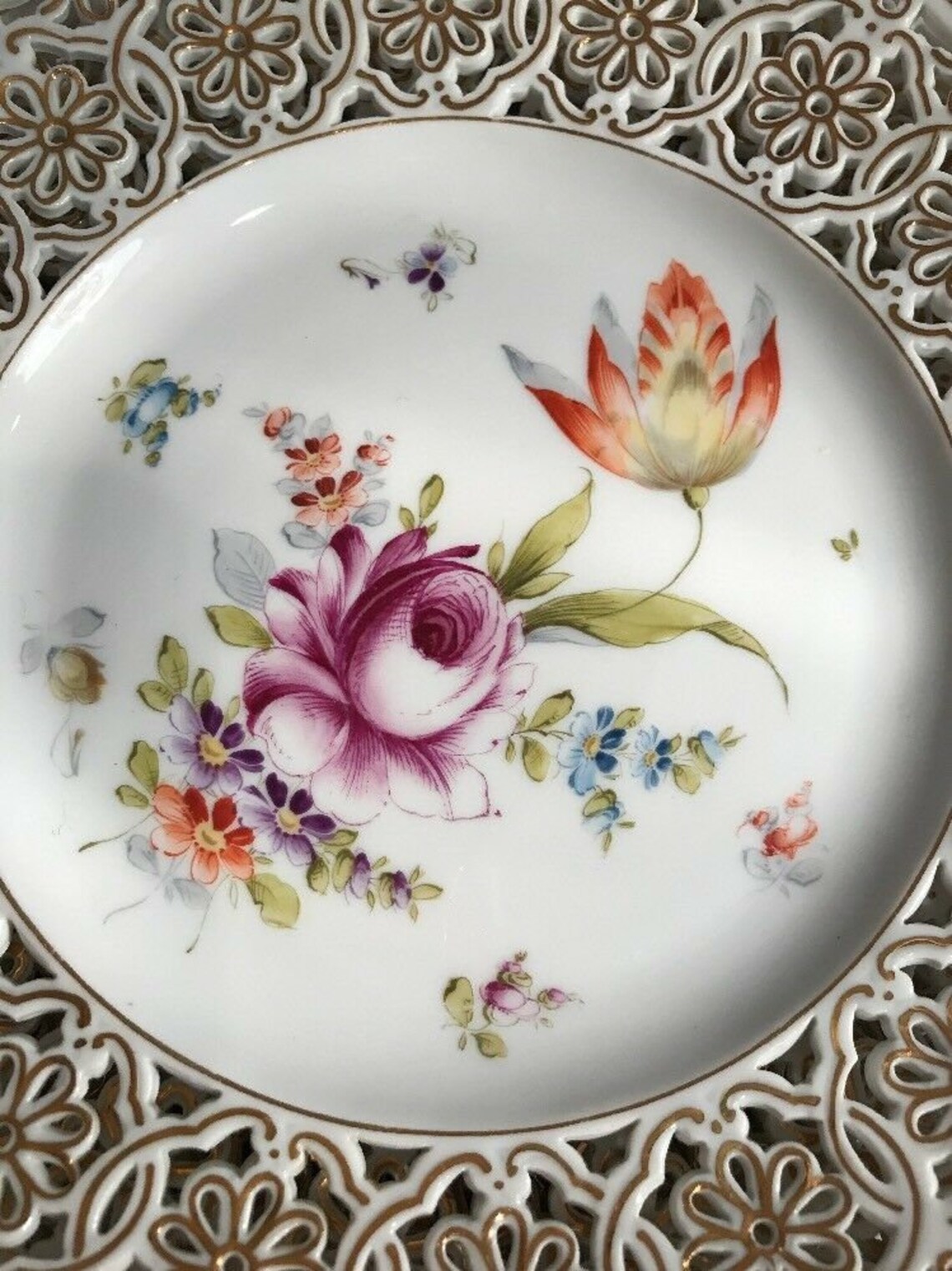 Vintage Saxonia Set of 9 Hand Painted Porcelain Plates - Etsy