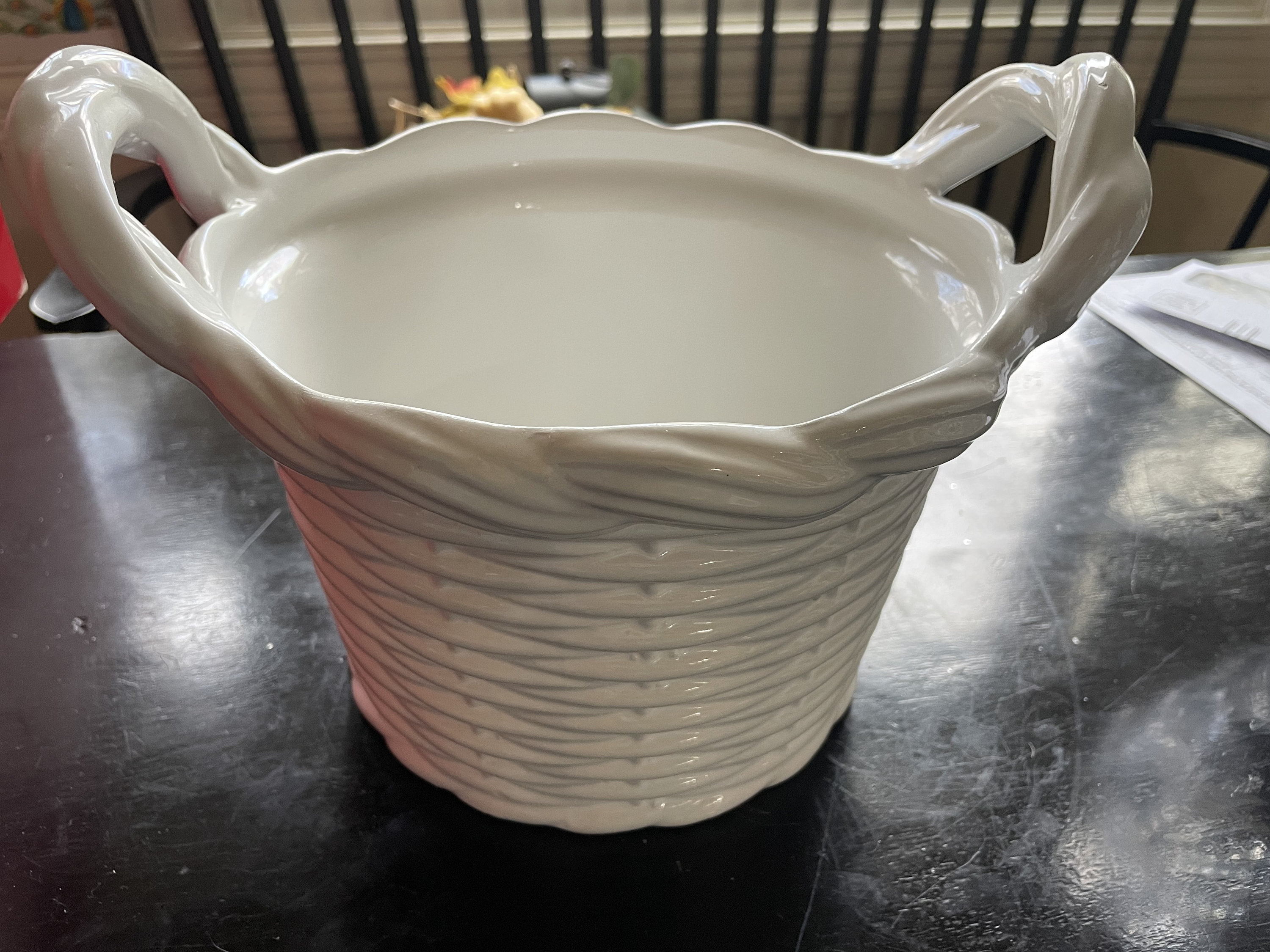 White Ceramic Basket Made in Portugal - Etsy