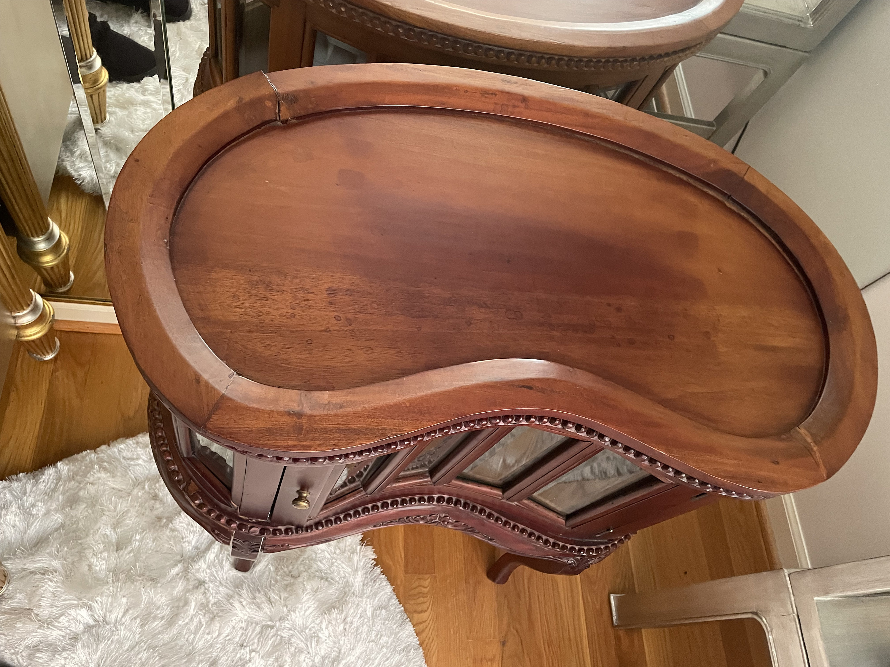 Vintage Kidney Shaped China Cabinet Curio With a Curved Door - Etsy