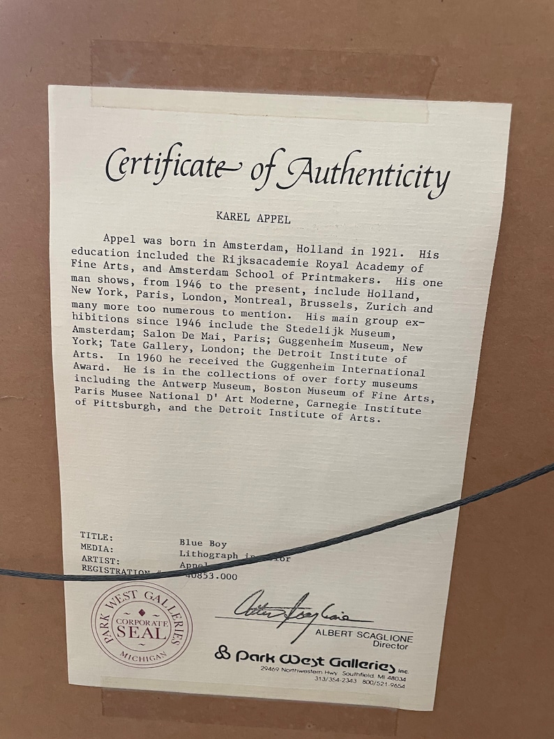 Karel Appel Lithograph blue Boy Signed and Numbered - Etsy