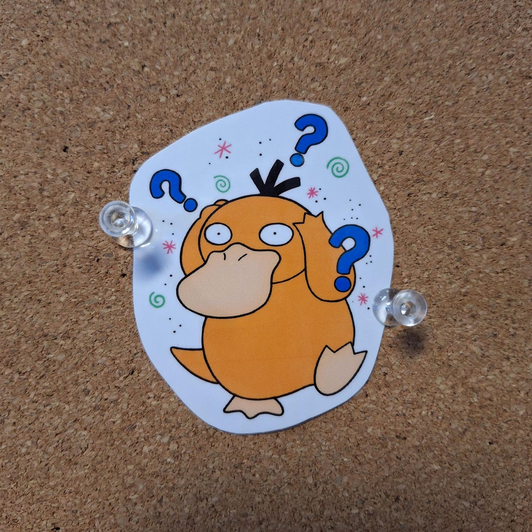 PSY DUCK STICKER, Poké Mon Sticker,monster Sticker, Confused Psyduck ...
