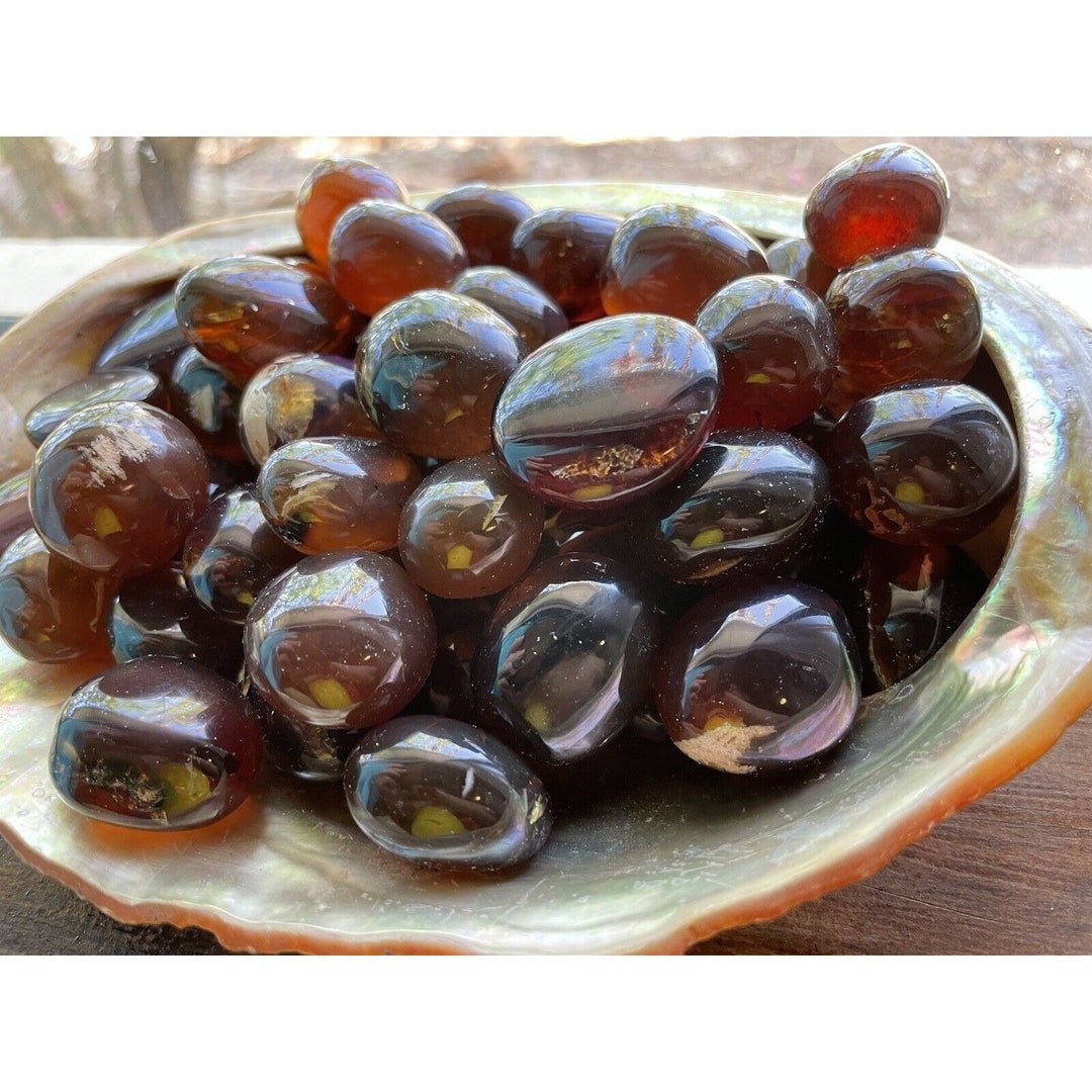 6x Red Amber Rare Tumbled Stone 25-30mm Reiki Healing Crystal Intellect ...