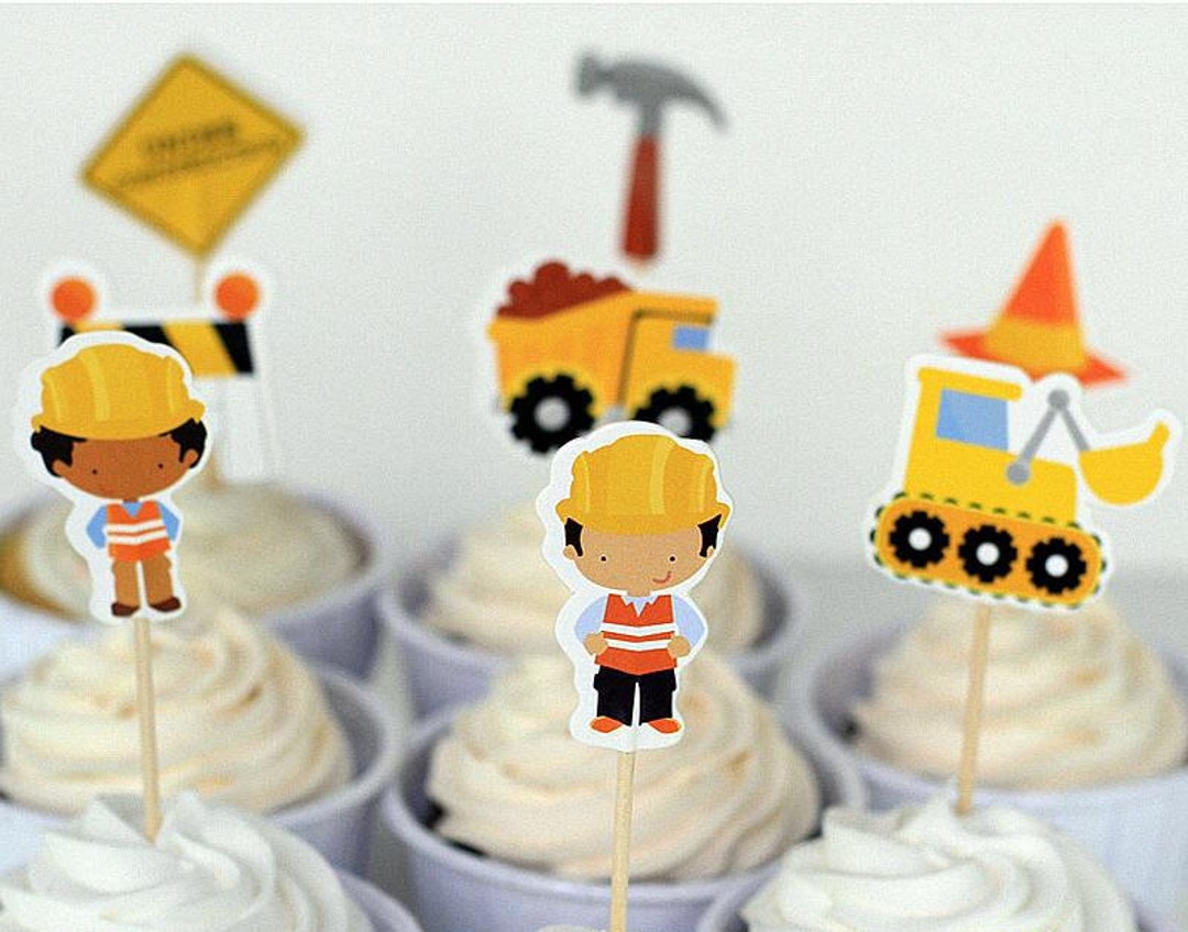 Construccion Cupcake Toppers/ Cake Decorations/party Decorations - Etsy