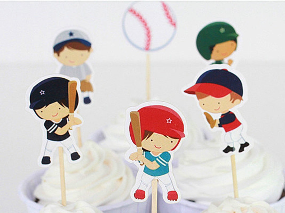 24 Pcs Baseball Team Cupcakes Toppers/ Cake Decoration - Etsy