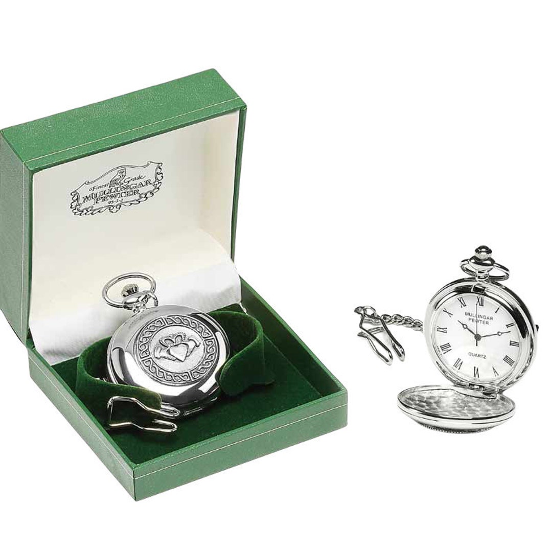 Irish Pocket Watch Claddagh Mullingar Pewter - Etsy
