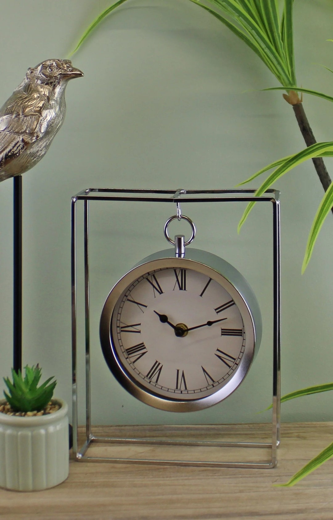 Silver Metal Freestanding Hanging Clock in Frame 25cm - Etsy