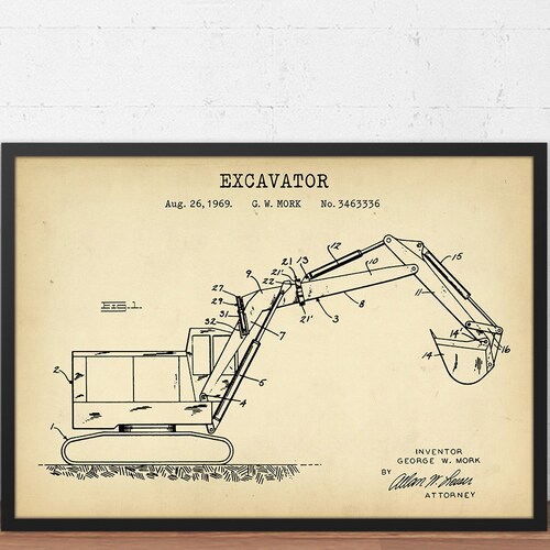 Skid Steer Blueprint Construction Patents Earth Mover | Etsy