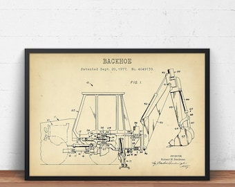 Backhoe Loader Patent Print Earth Mover Blueprint Art | Etsy