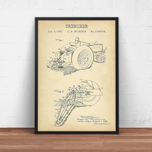 Trencher Blueprint, Tractor Prints, Civil Engineer Gifts, Architecture ...