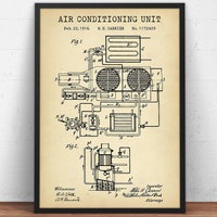 Air Conditioning, Boiler, HVAC Patent Wall Art, Heating and Cooling ...