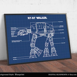 AT AT Walker Blueprint Art, Star Wars Poster Print, Wall Art, Gifts ...