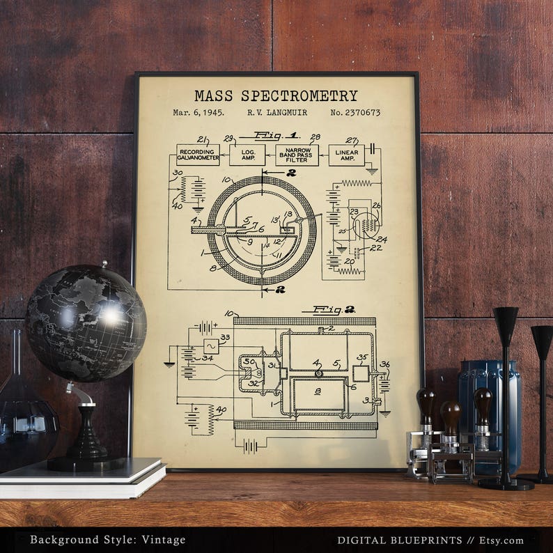 Mass Spectrometry 1945 Patent Print, Chemist Physicist Scientist Gifts ...