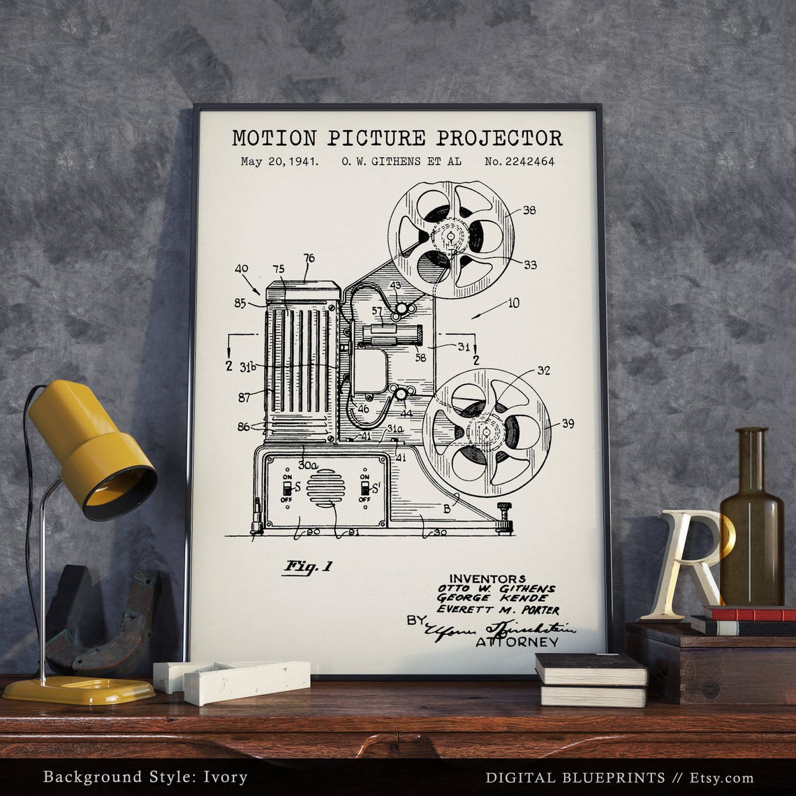 Home Theater Blueprint Poster Motion Picture Projector | Etsy