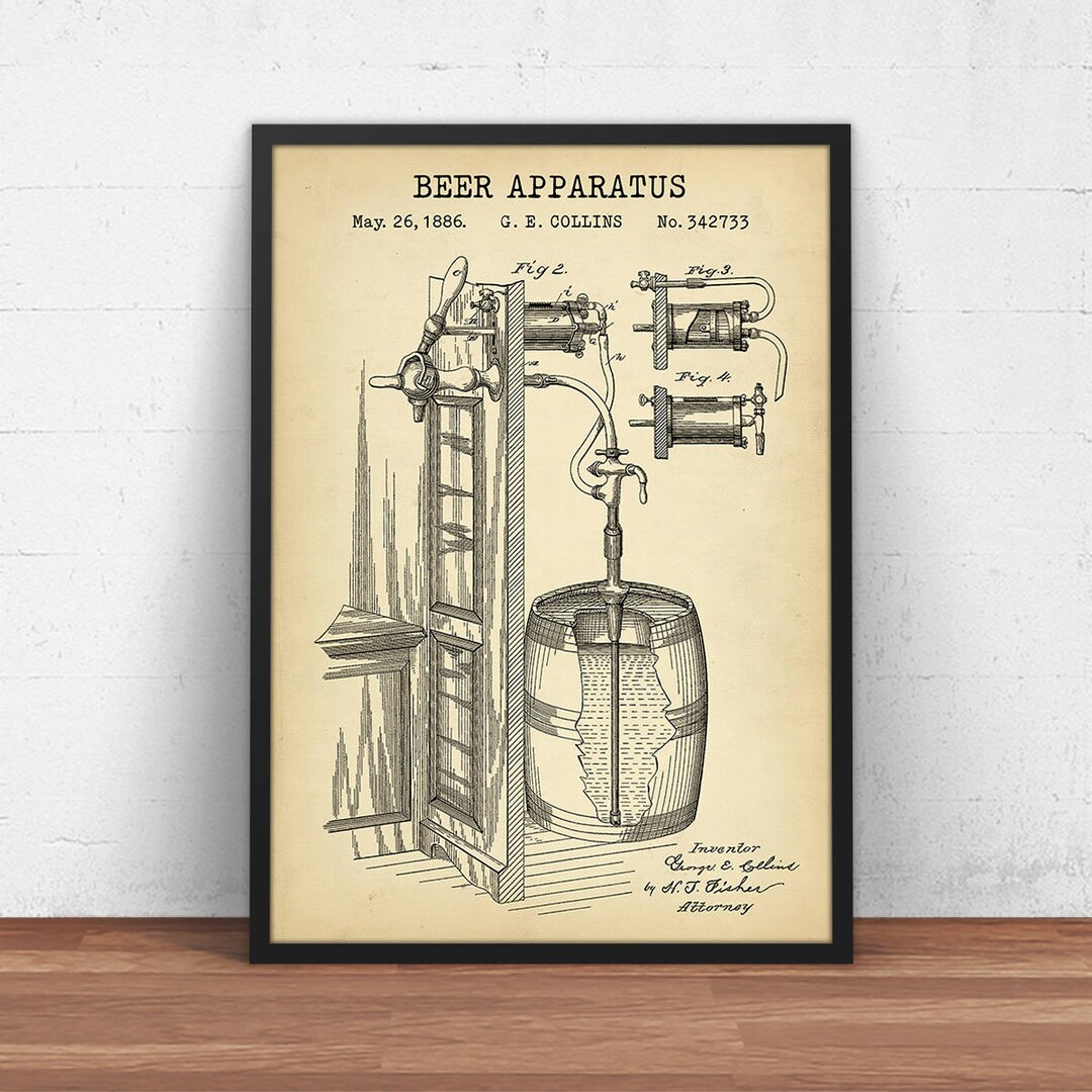 Beer Making Patent Print, Beer Poster Art, Bar Decor, Pub Wall Art ...
