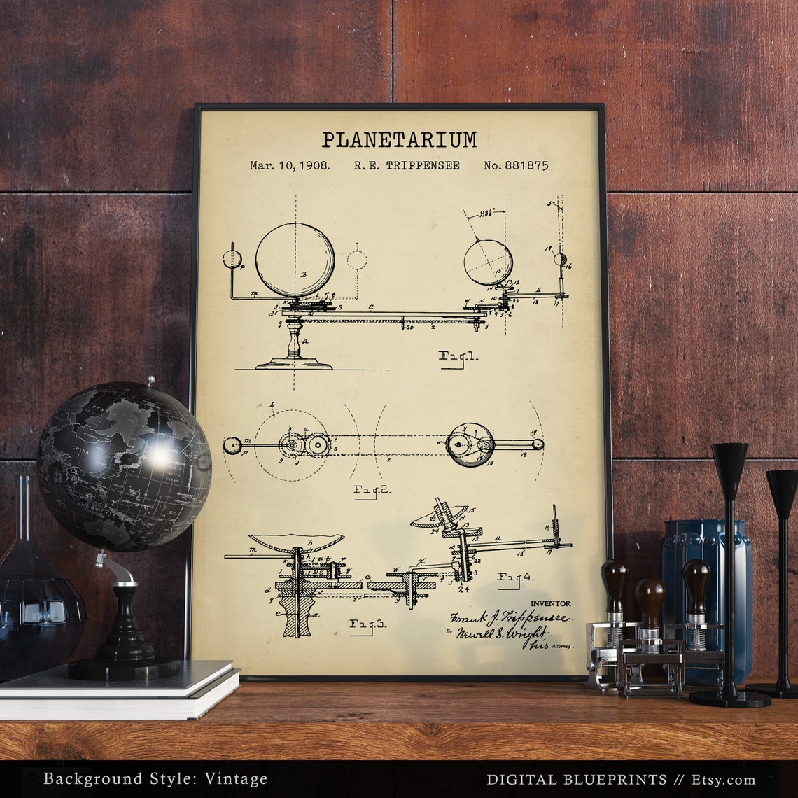 Planetarium Art Print Vintage Planetarium Patent Print | Etsy