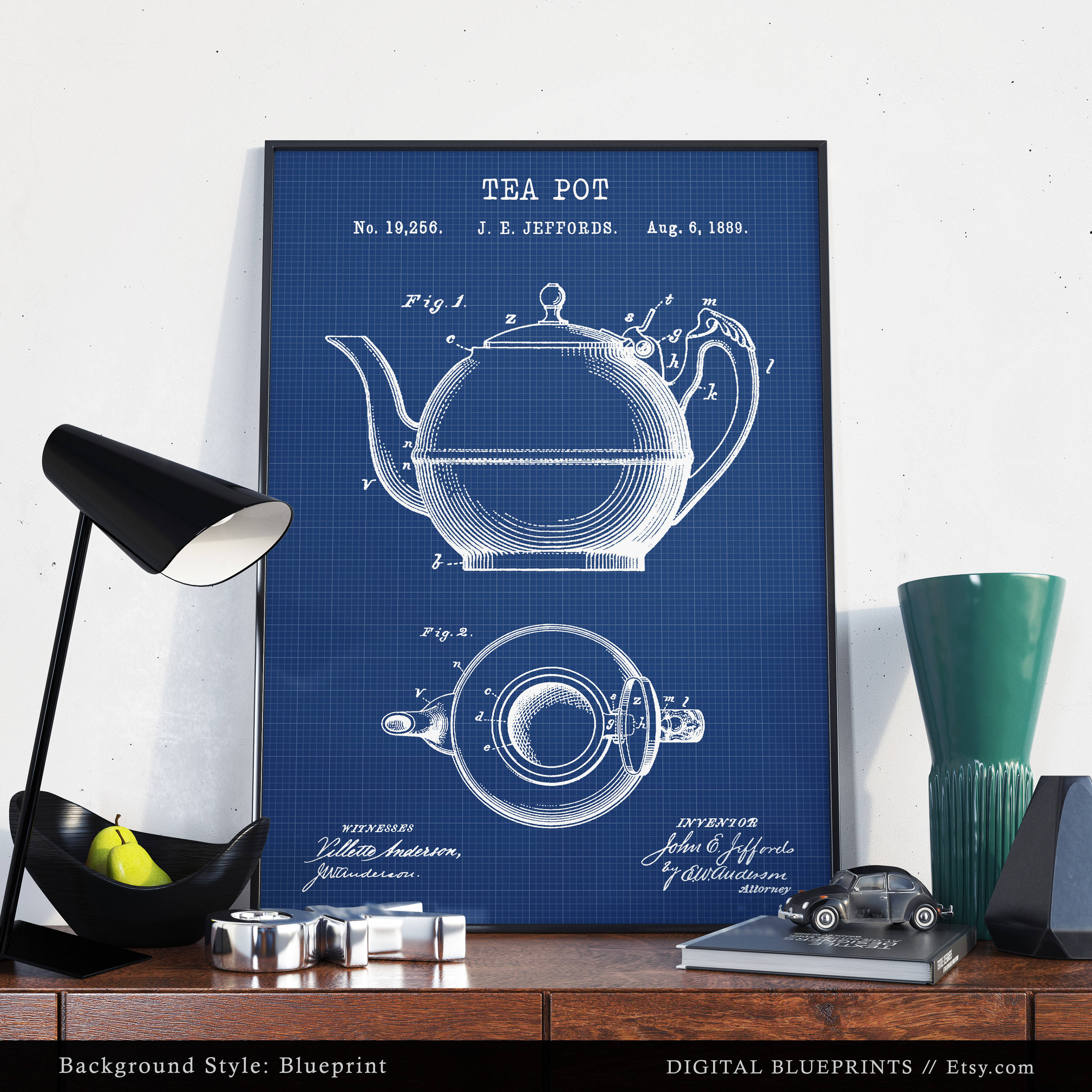 Tea Pot Patent Print Teapot Poster Kitchen Wall Art Tea Pot | Etsy