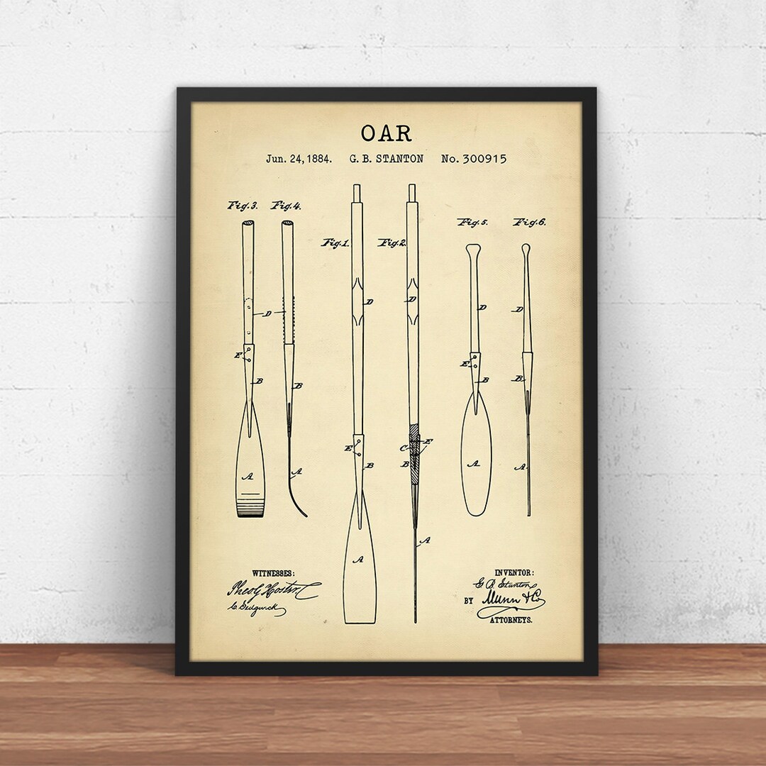 Oar Patent Print, Rowing Poster, Sculling Crew Wall Art, Scull, Rowing ...