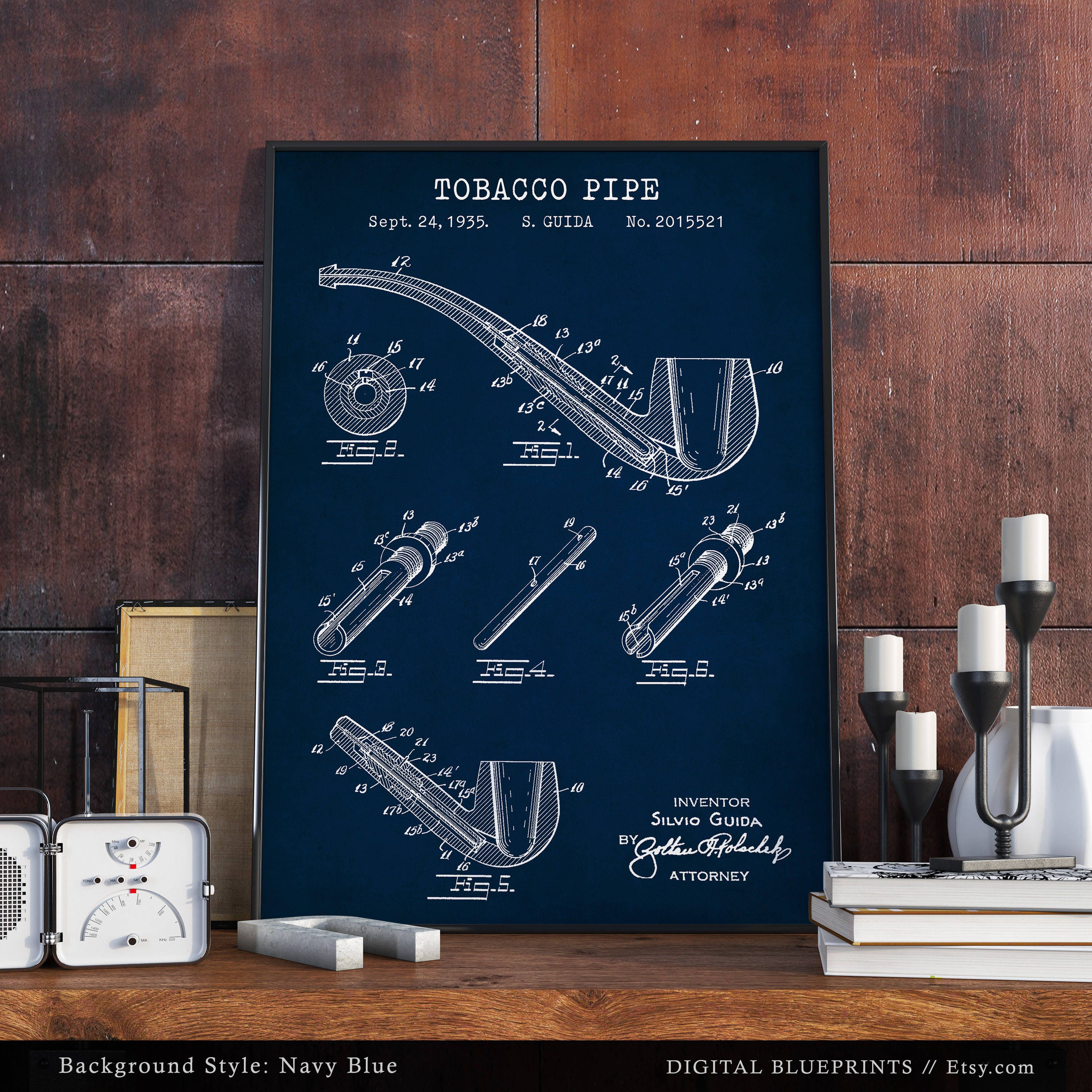 Tobacco Pipe Patent Print Vintage Smoking Pipe Poster Pub | Etsy