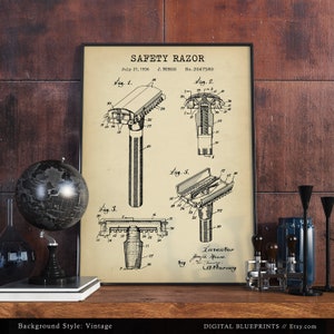 Safety Razor Patent Print, Gillette Adjustable Razor Blueprint ...