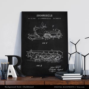 Vintage Snowmobile Blueprint, Snowmobile Patent Print, Snowmobiler ...