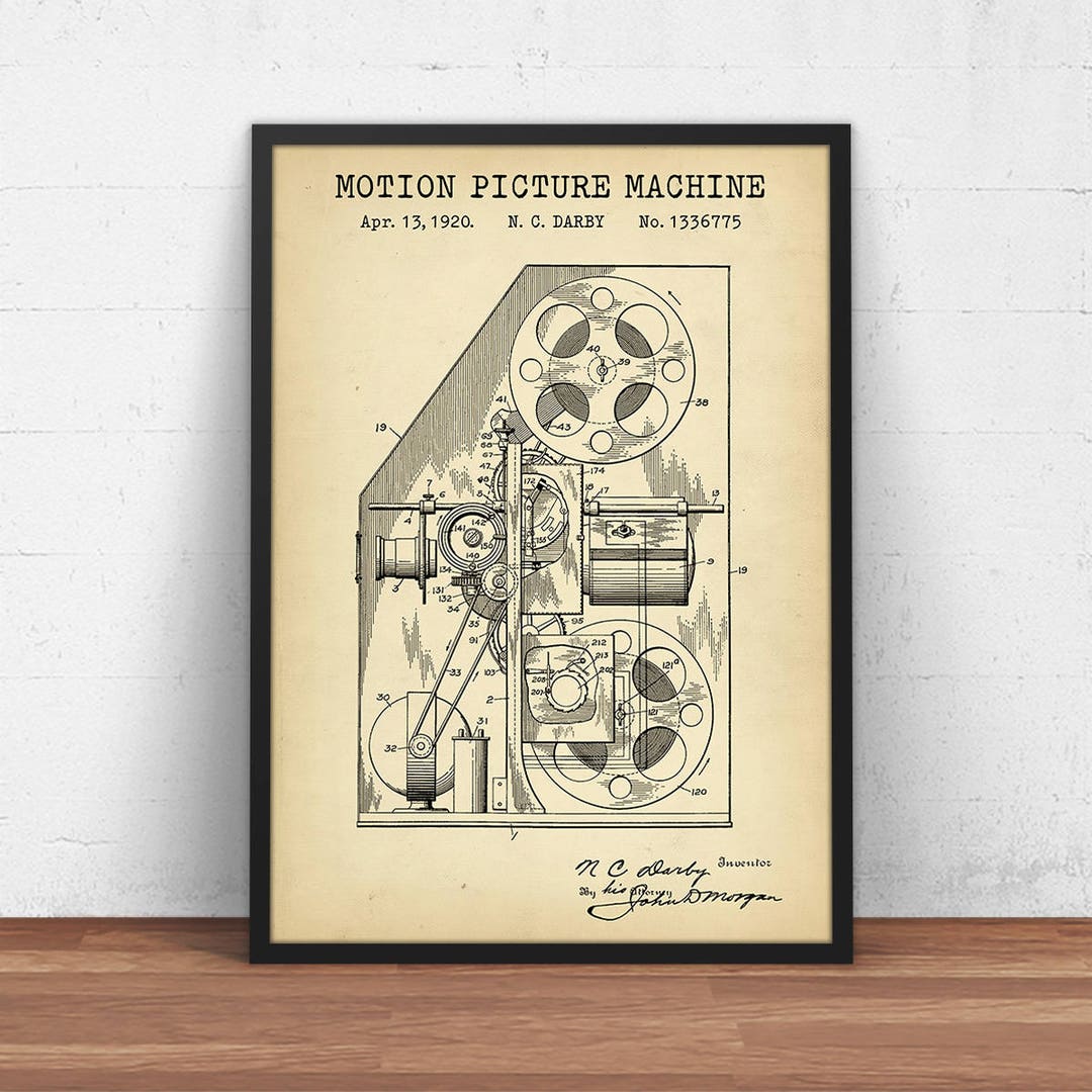 Motion Picture Machine, Patent Art Print, Vintage Movie Projector ...