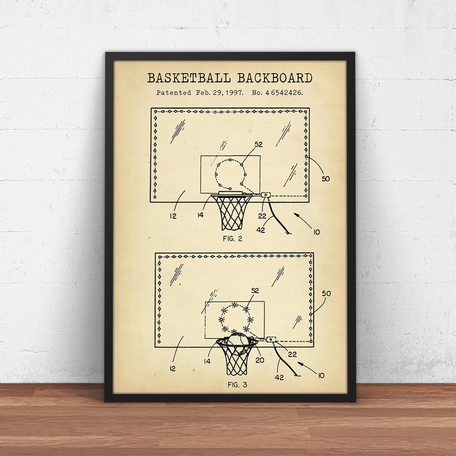 Basketball Backboard Patent Art, Blueprint, Basketball Poster Print ...
