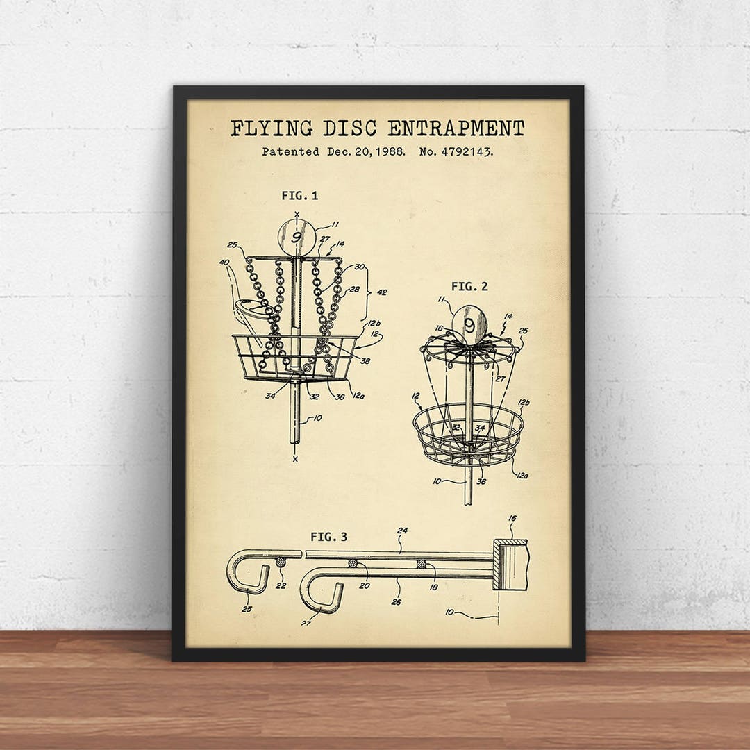 Frisbee Patent Prints, Disc Golf Basket, Frisbee Golf, Blueprint Art ...