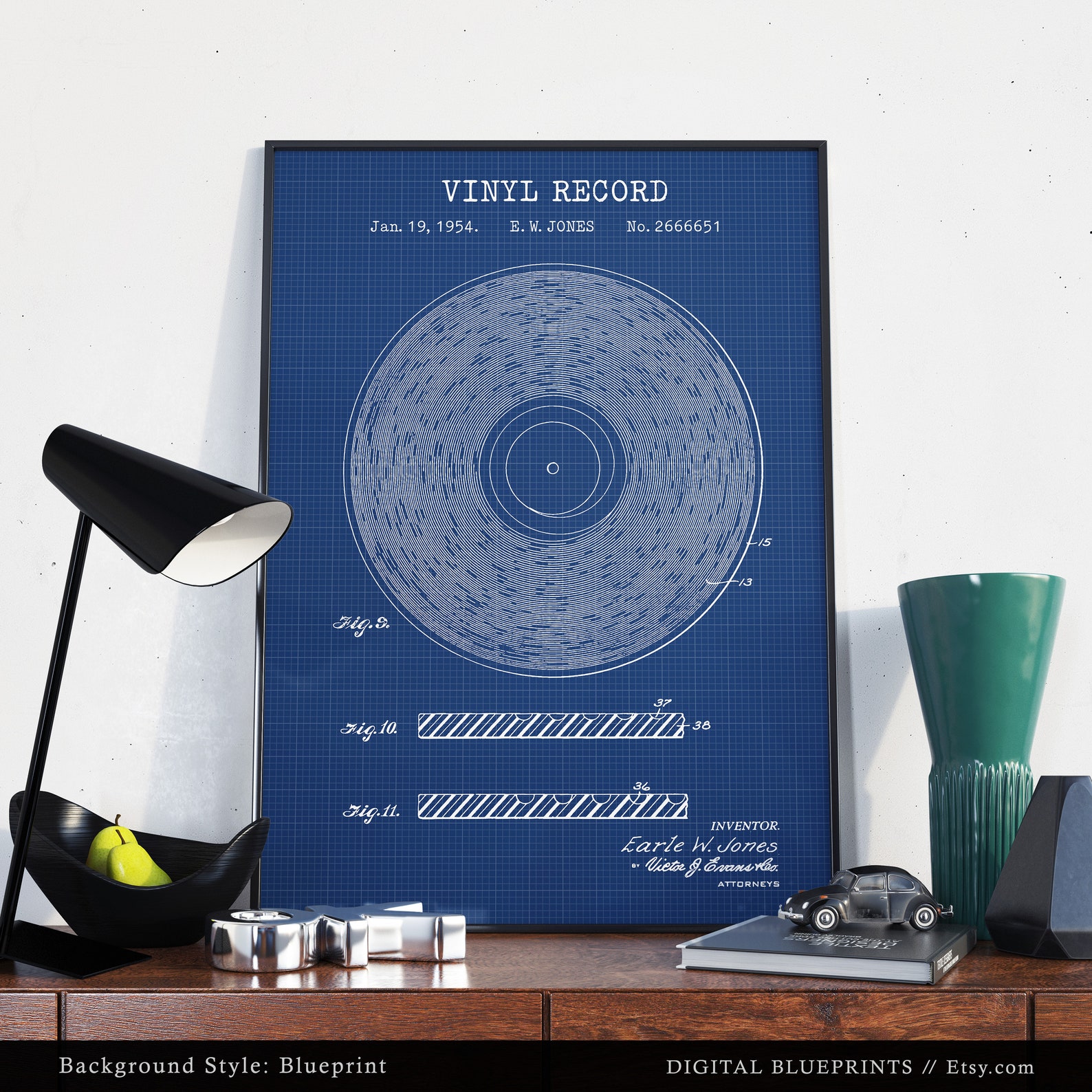 Vinyl Record Patent Print Phonograph Record Blueprint | Etsy