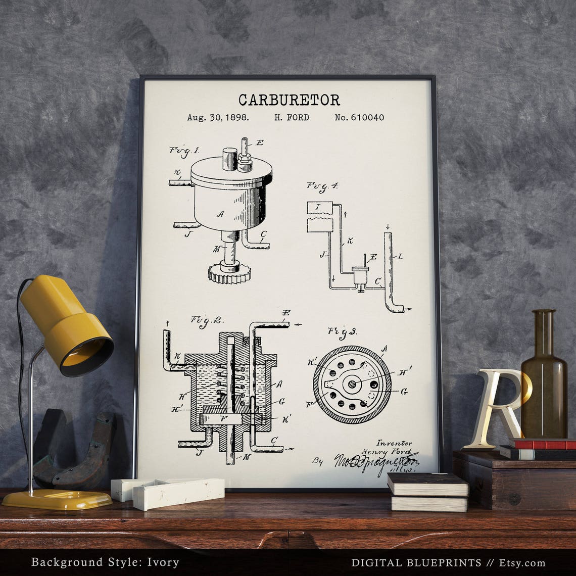 Carburetor 1898 Patent Print, Engine Carburettor Blueprint, Car Poster ...