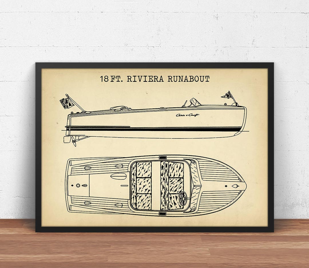 Boat Prints, Chris Craft Riviera Runabout Design, Print Art, Vintage ...