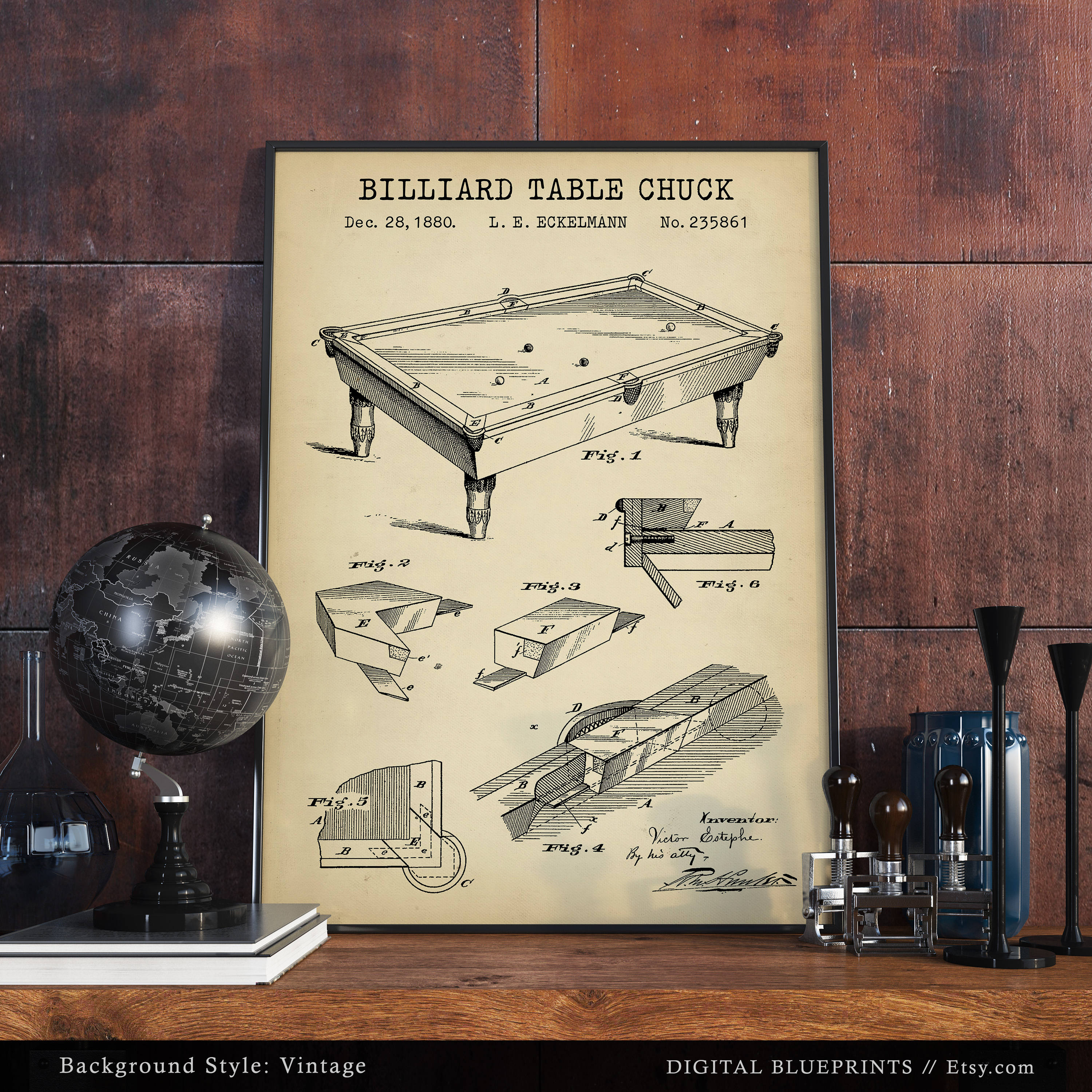 Billiard Table Chuck Blueprint Art, Patent Prints, Pool Table Poster ...