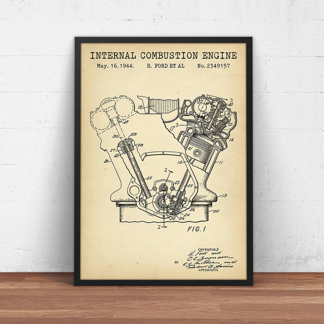 Ford Internal Combustion Engine 1944 Patent Print, Auto Art, Garage ...